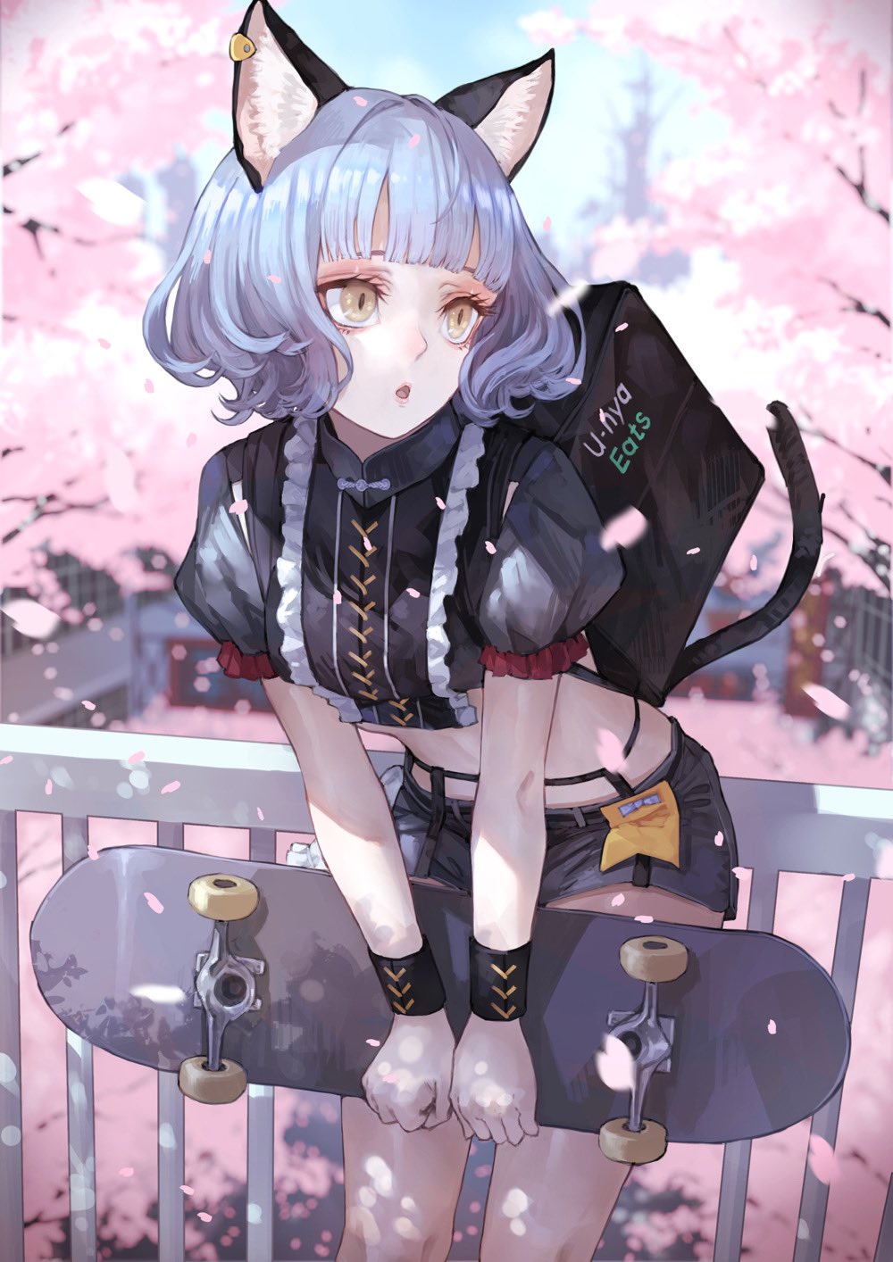 The Big ImageBoard (TBIB) - 1girl against railing animal ears blurry ...