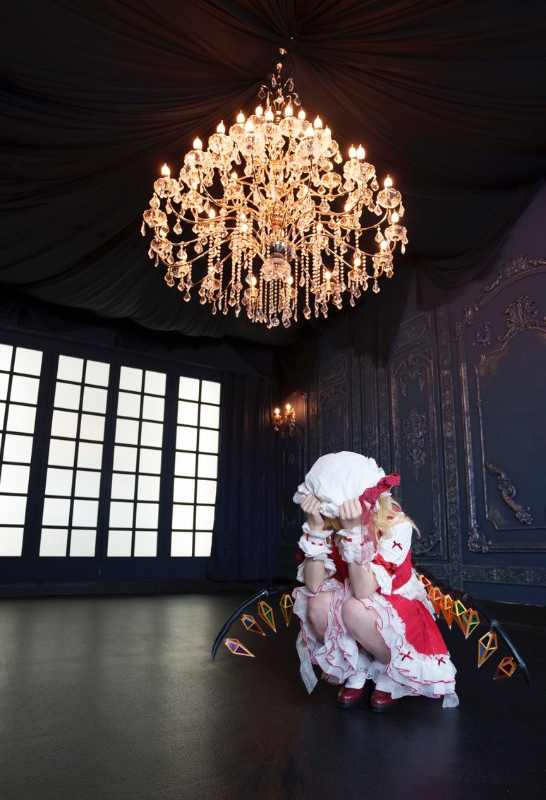 The Big ImageBoard (TBIB) - 1girl black curtains blonde hair chandelier ...