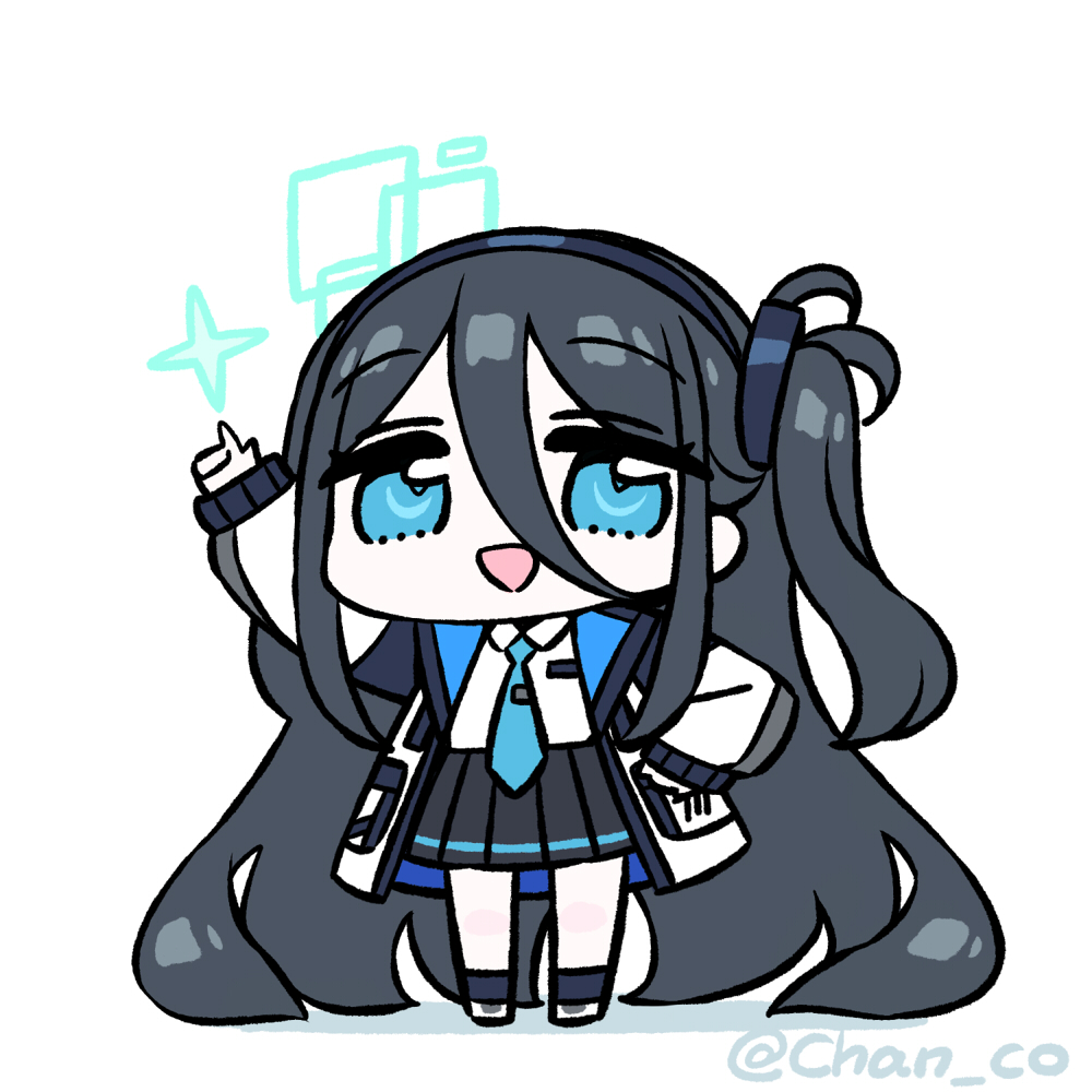 The Big ImageBoard (TBIB) - 1girl absurdly long hair aris (blue archive) arm up black hair black ...