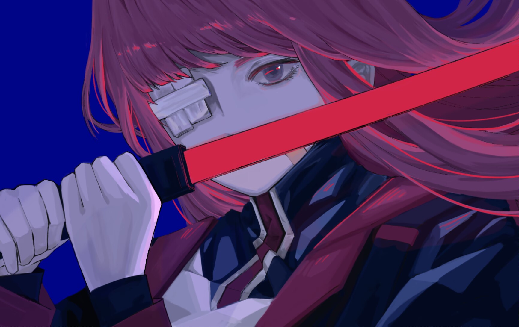 The Big ImageBoard (TBIB) - 1girl bandage on face bandage over one eye bandages black jacket ...