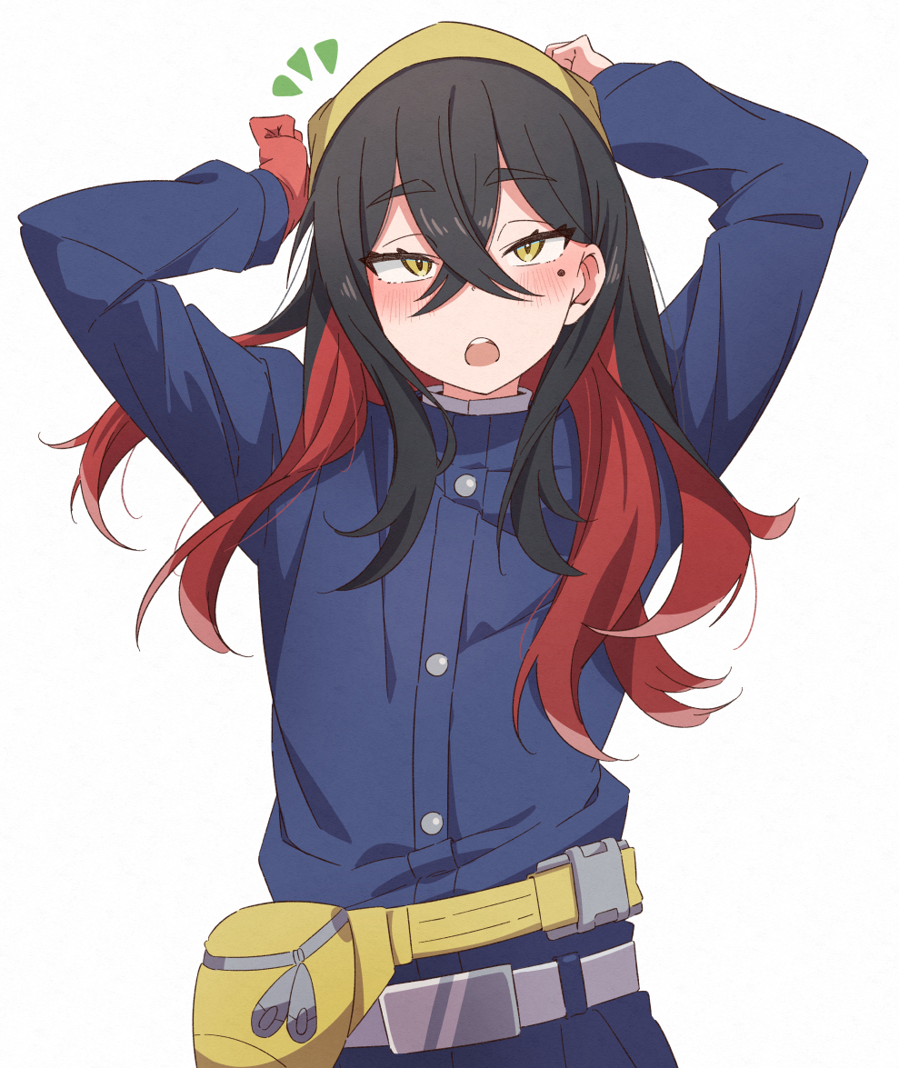 The Big ImageBoard (TBIB) - 1girl arms up bag black hair blush carmine (pokemon) crossed bangs ...