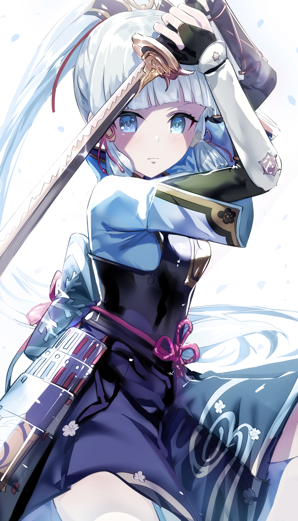 The Big ImageBoard (TBIB) - 1girl arm guards armor armored dress blue dress blue eyes blue hair ...