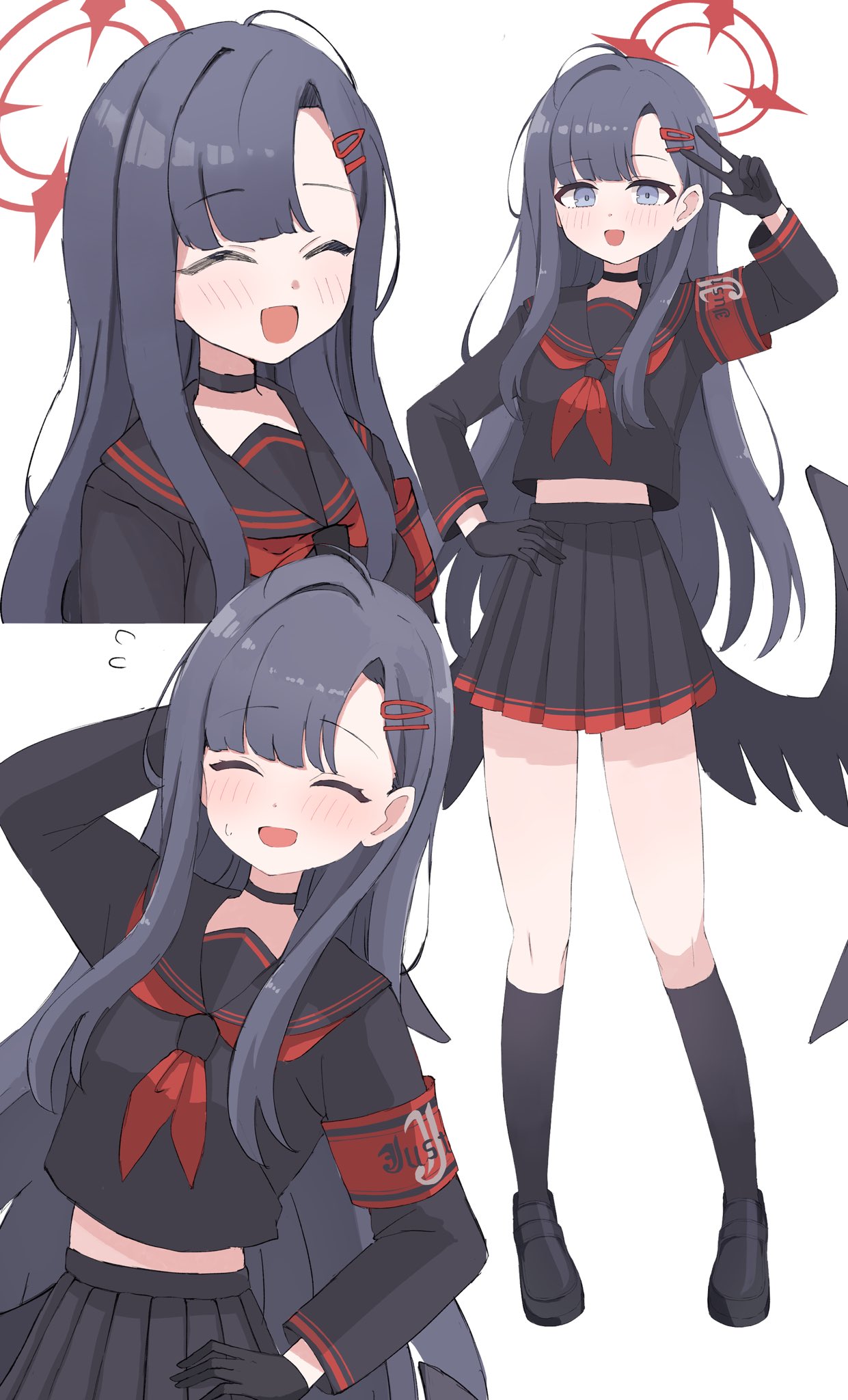 The Big ImageBoard (TBIB) - 1girl armband azuki (az my) black choker black footwear black gloves ...