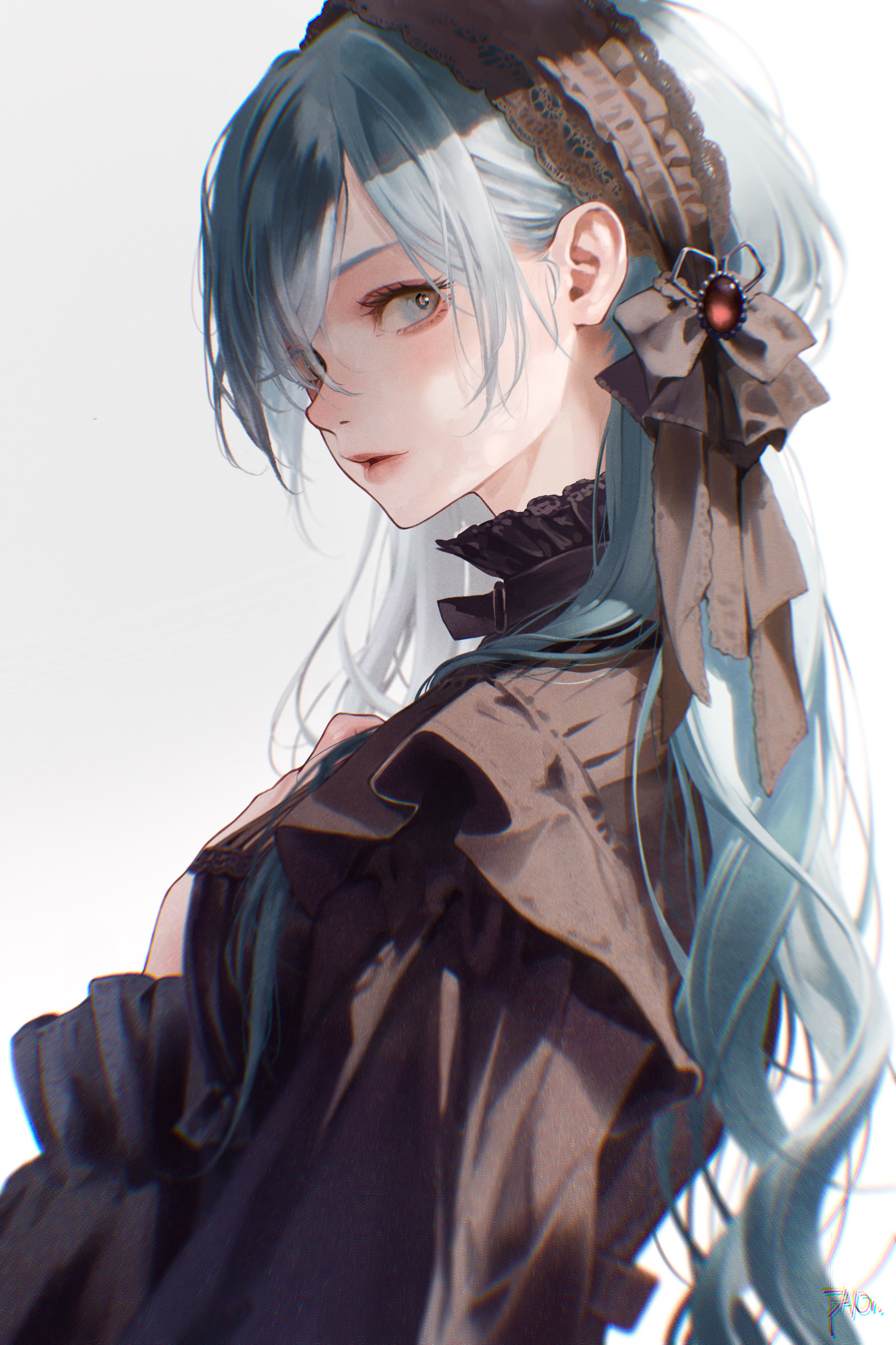 The Big ImageBoard (TBIB) - 1girl absurdres alternate hairstyle aqua ...