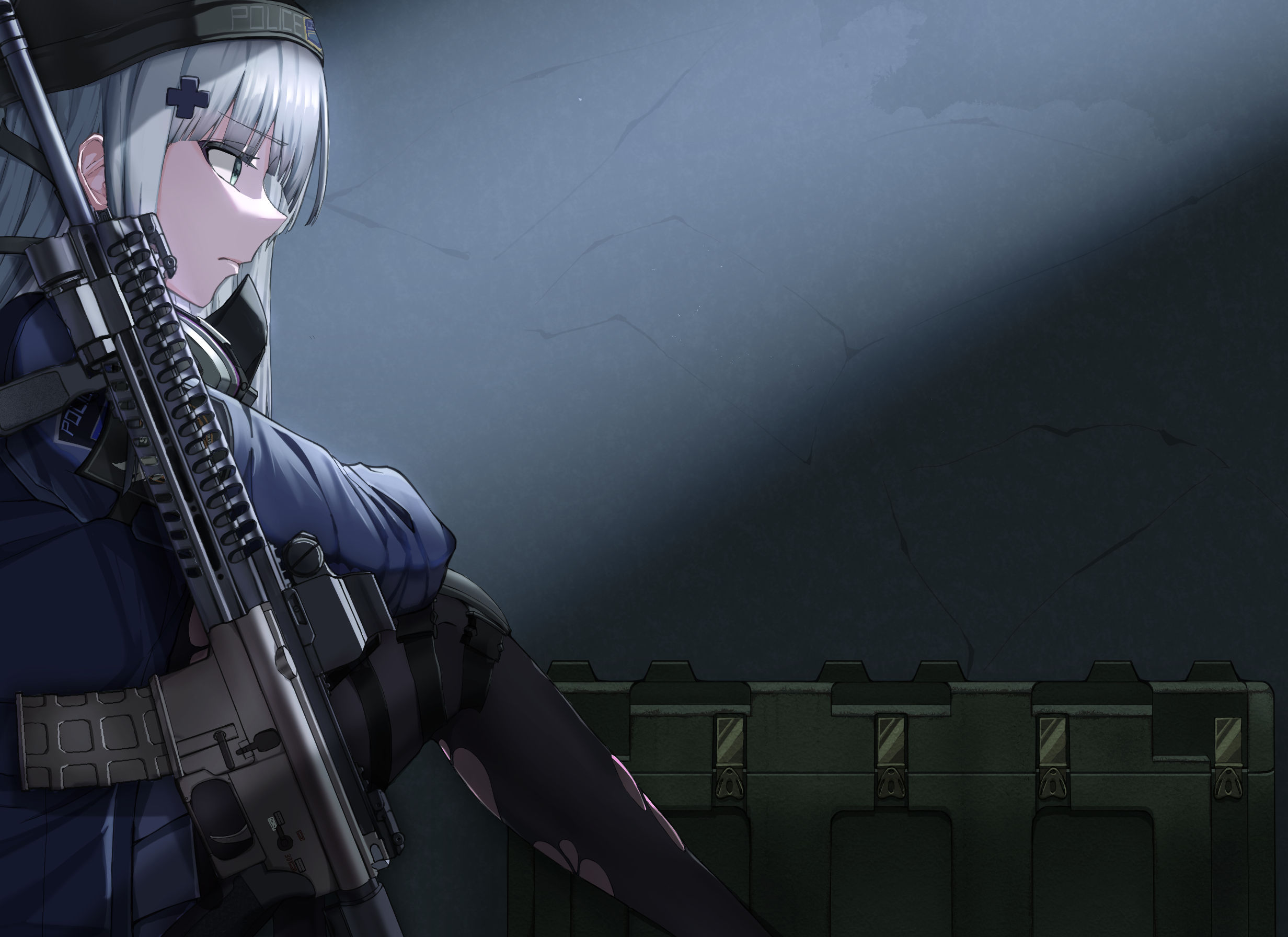 The Big Imageboard Tbib 1girl Assault Rifle Beanie Black Headwear