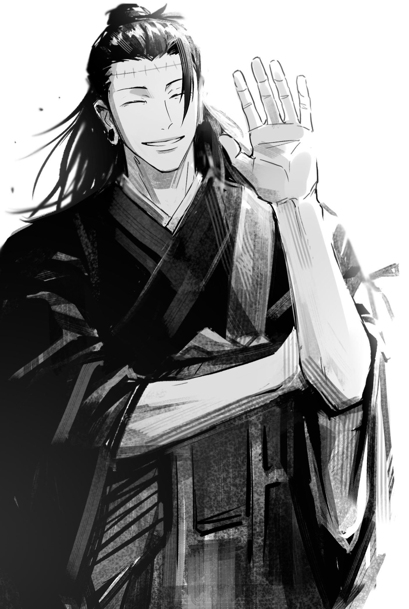 The Big ImageBoard (TBIB) - 1boy ^ ^ closed eyes cowboy shot ear ...