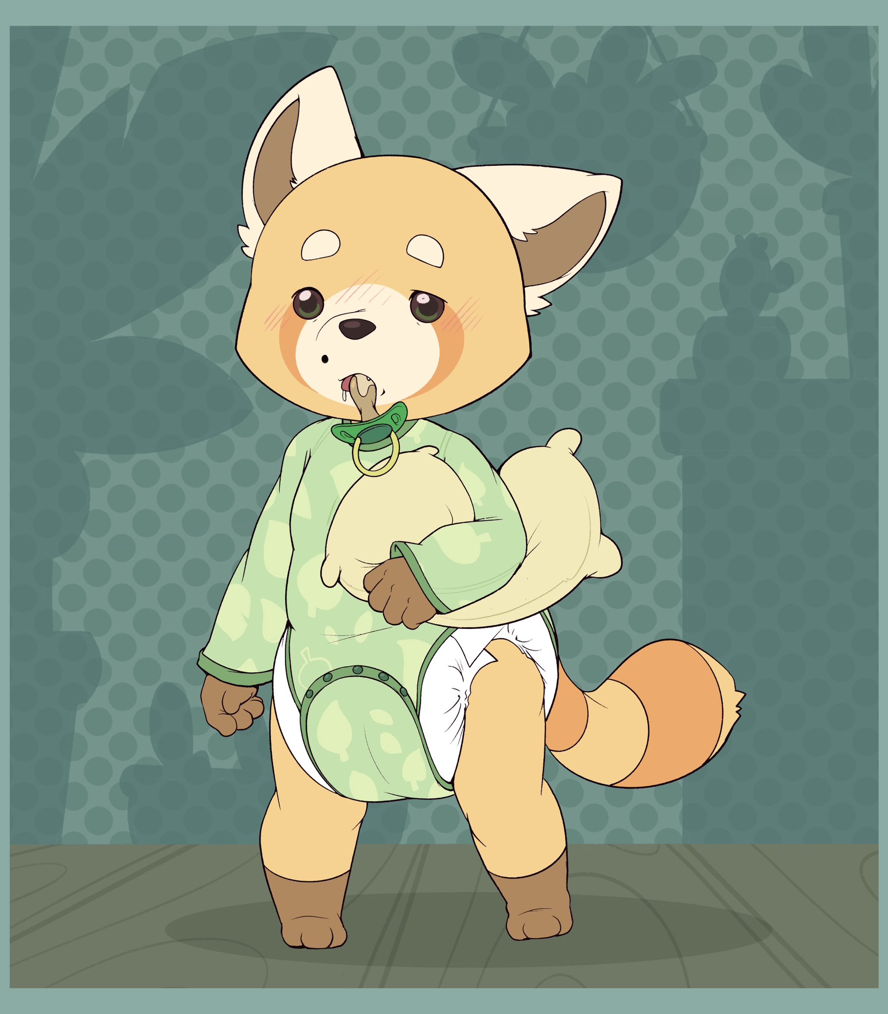 The Big ImageBoard (TBIB) - aggretsuko ailurid anthro blush clean diaper clothed clothing ...