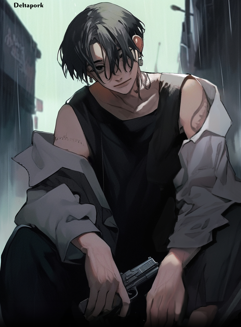 The Big ImageBoard (TBIB) - 1boy ai-assisted arm tattoo artist name black eyes black hair black ...