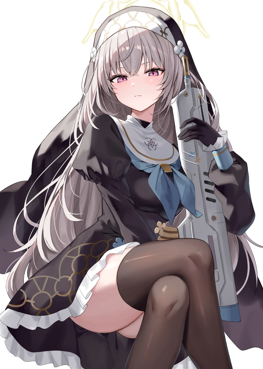 The Big Imageboard Tbib 1girl Assault Rifle Black Dress Blue