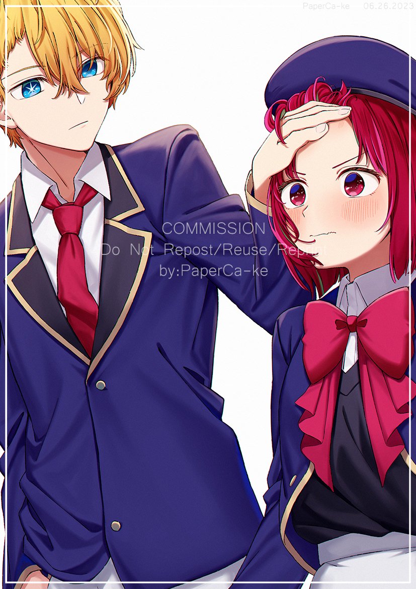 The Big ImageBoard (TBIB) - 1boy 1girl arima kana beret black vest blonde hair blue eyes blue ...