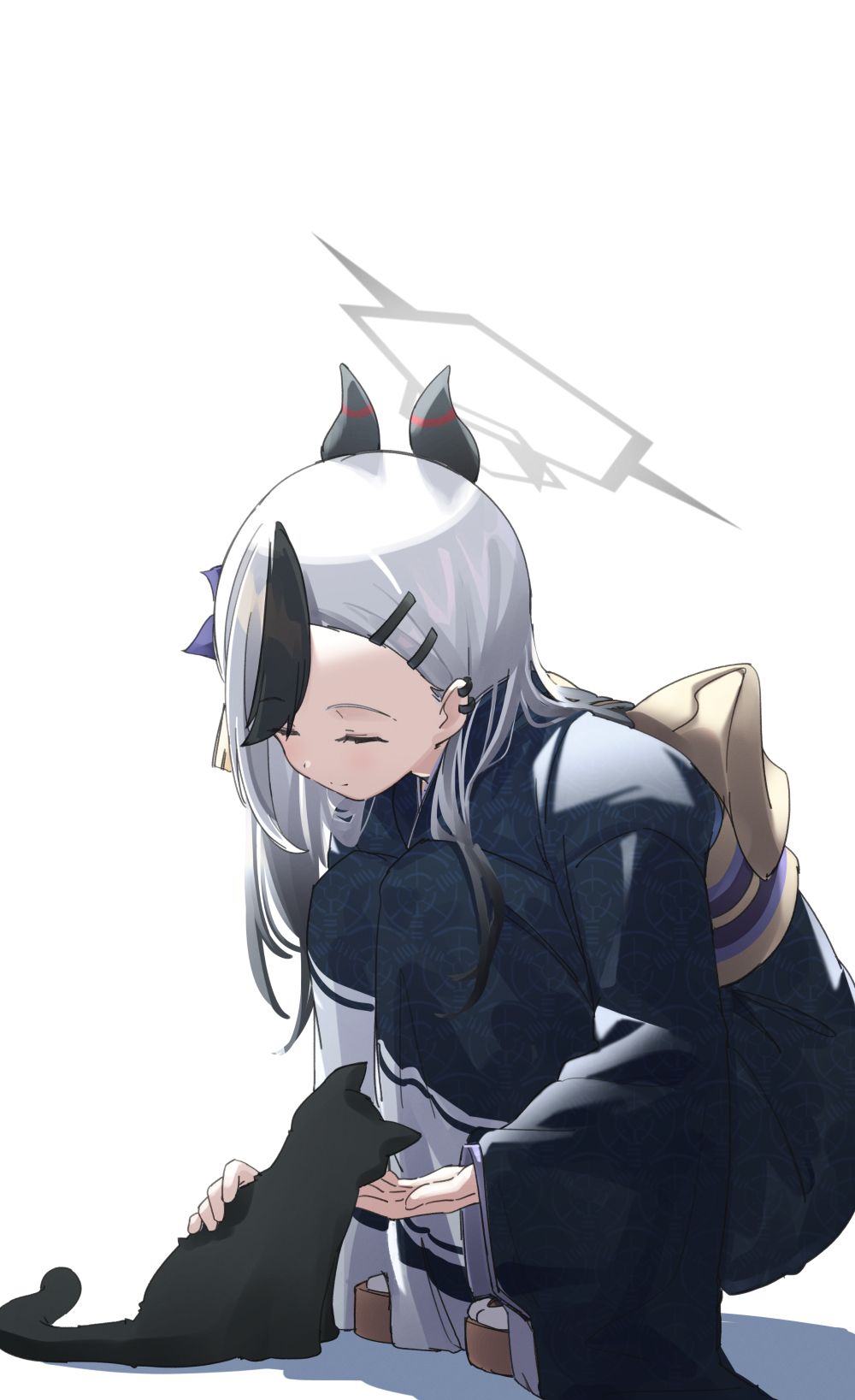 The Big ImageBoard (TBIB) - 1girl black cat black hair black kimono ...