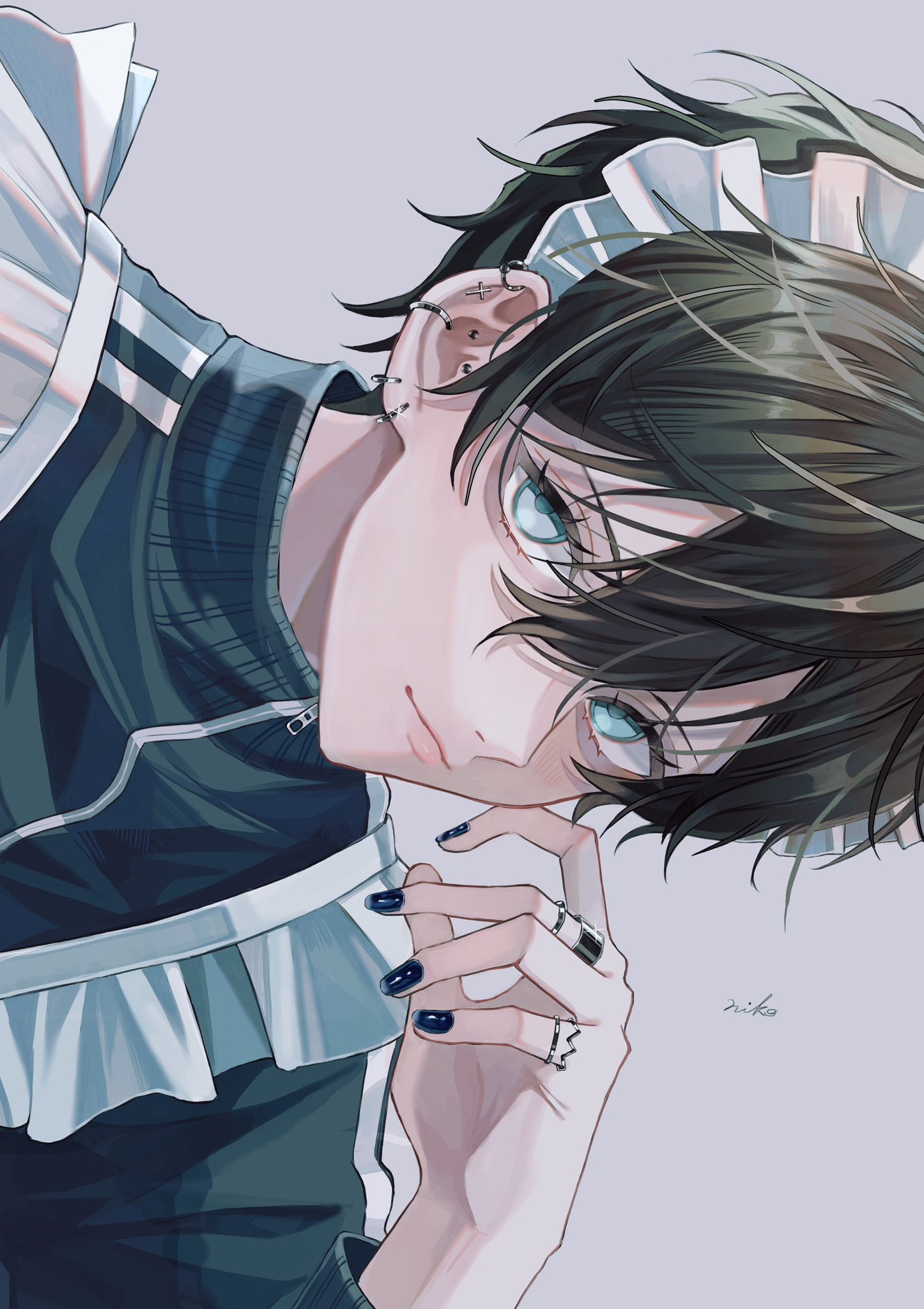 The Big ImageBoard (TBIB) - 1boy black hair black nails blue eyes ...