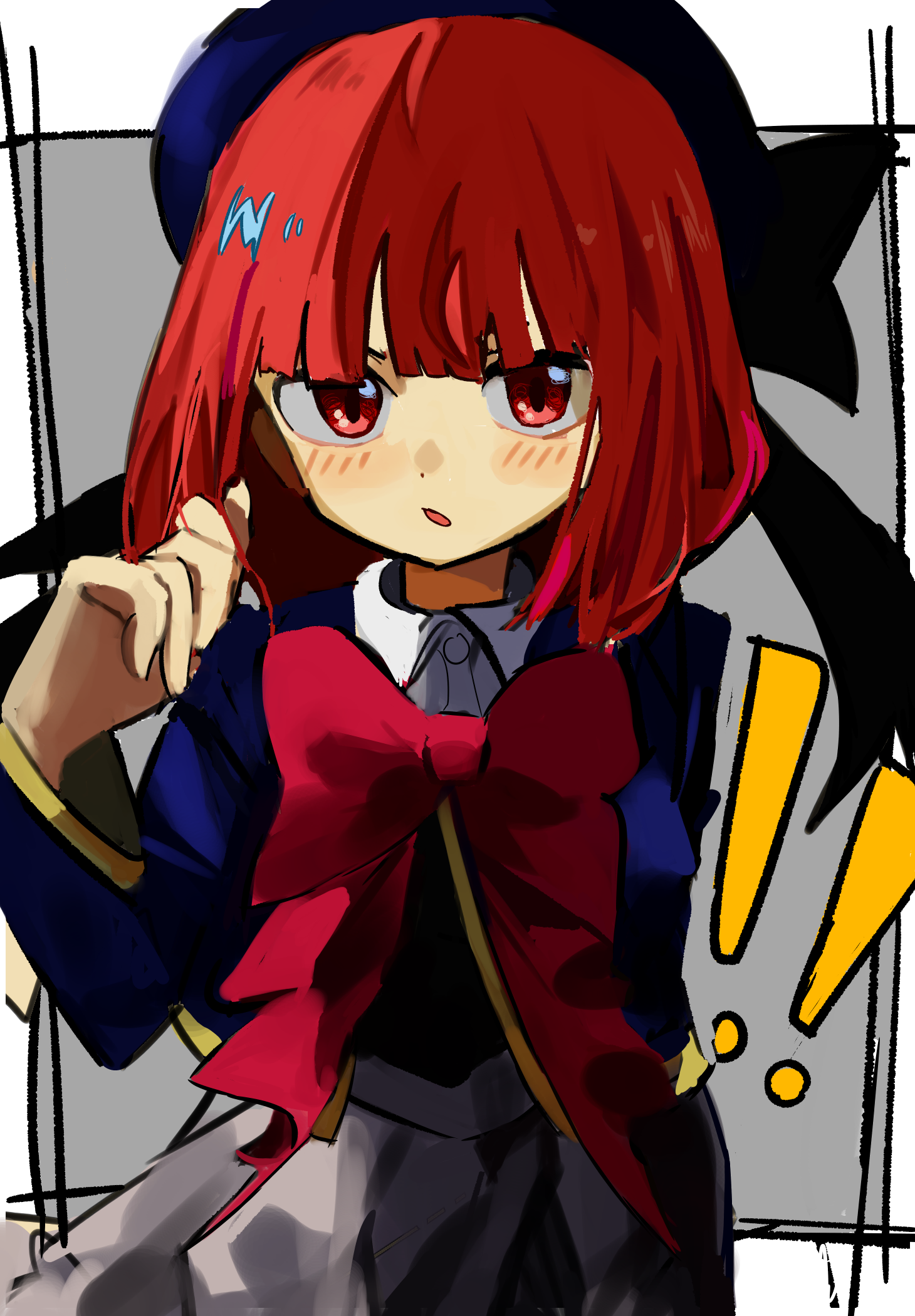 The Big ImageBoard (TBIB) - 1girl arima kana beret blue headwear blue jacket blush bob cut grey ...