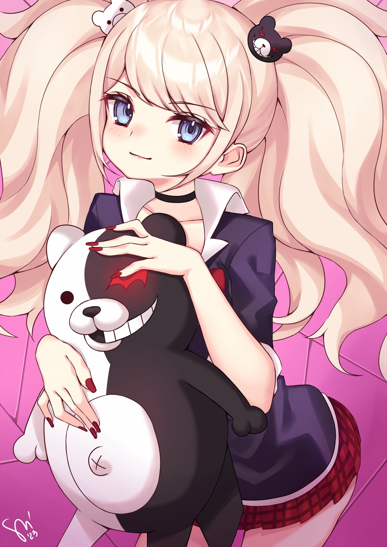 The Big ImageBoard (TBIB) - 1girl bear hair ornament black shirt blonde ...