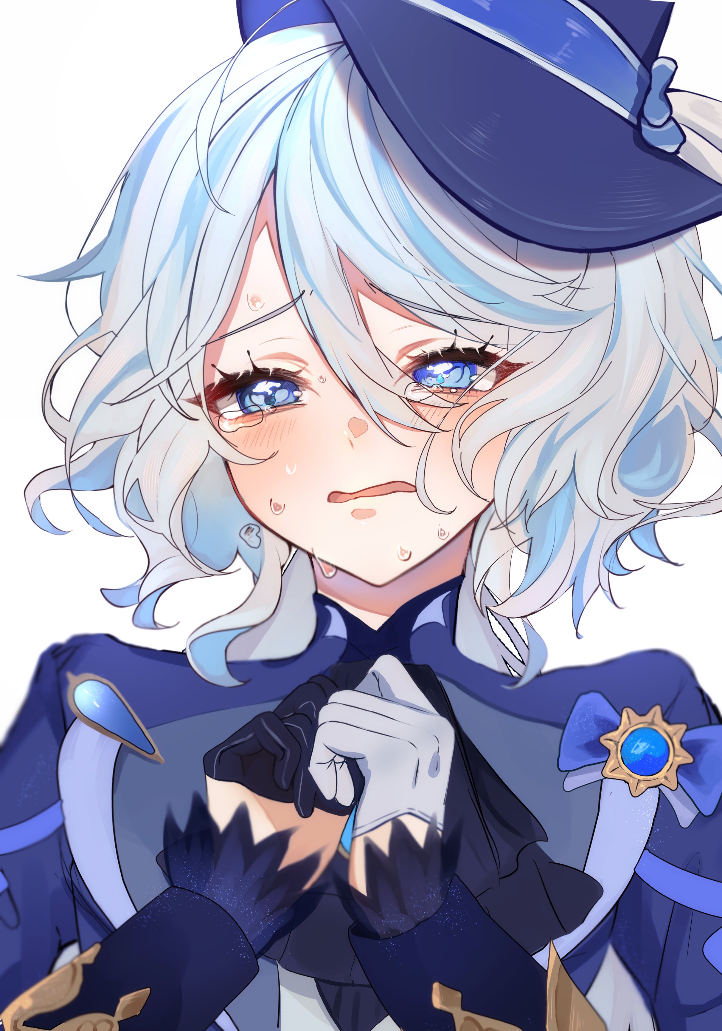 The Big ImageBoard (TBIB) - 1girl absurdres asymmetrical gloves black gloves blue eyes blue hair ...