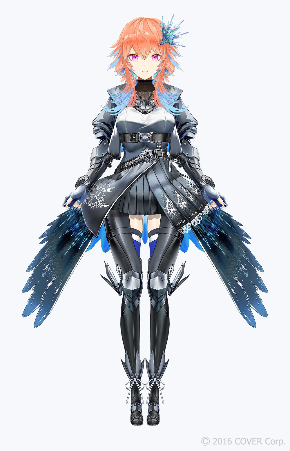 The Big ImageBoard (TBIB) - 1girl armor blue hair blue nails breasts ...