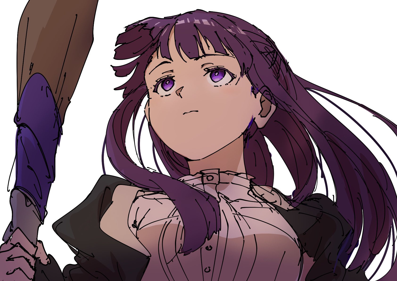 The Big ImageBoard (TBIB) - 1girl blunt bangs breasts closed mouth commentary request fern ...