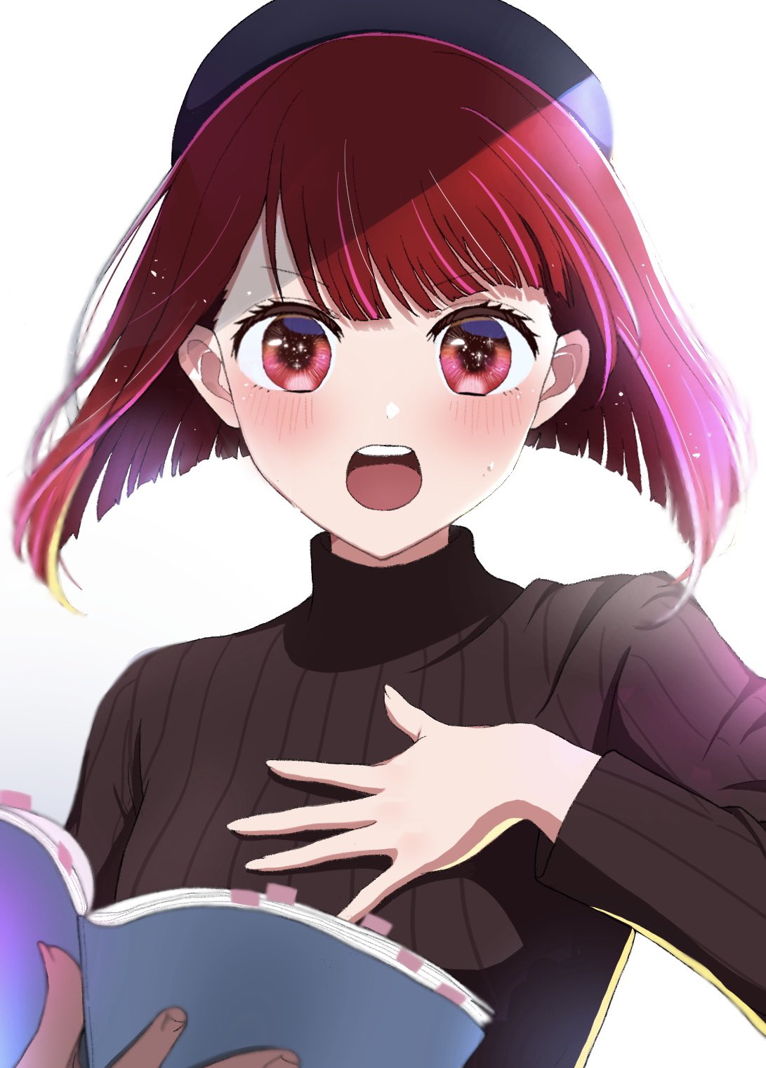 The Big ImageBoard (TBIB) - 1girl arima kana beret blue hat blush bob cut book breasts brown ...