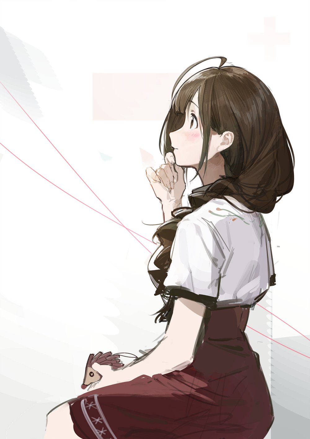 The Big ImageBoard (TBIB) - 1girl ahoge blush braid brown eyes brown hair expressionless floral ...