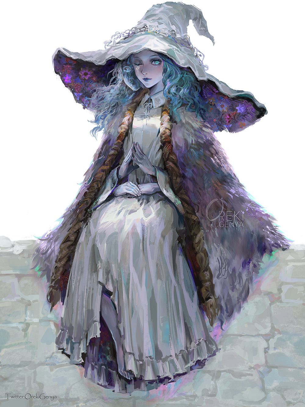 The Big ImageBoard (TBIB) - 1girl artist name blue eyes blue hair blue skin cape cloak closed ...