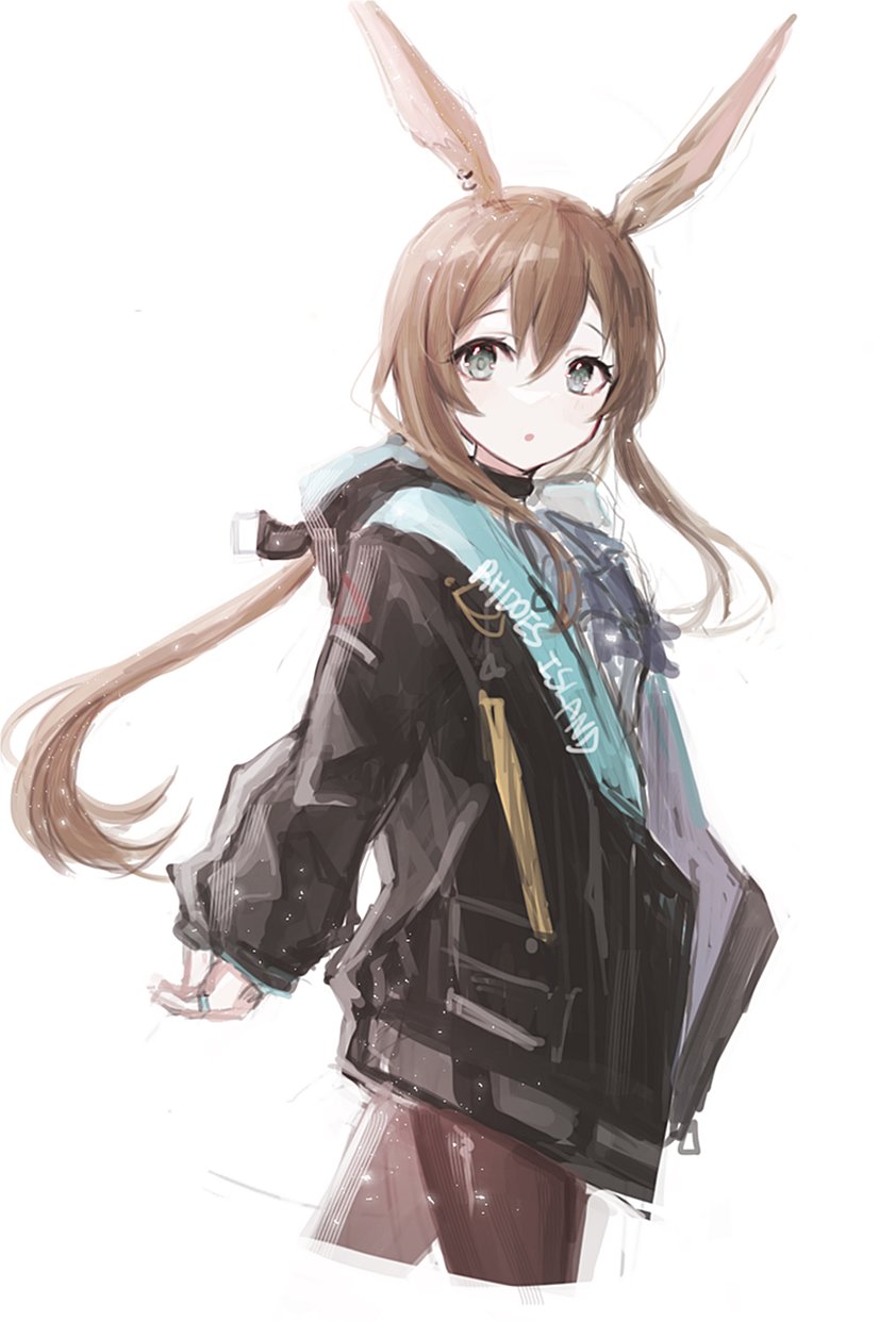The Big ImageBoard (TBIB) - 1girl amiya (arknights) animal ears arknights black jacket blue eyes ...