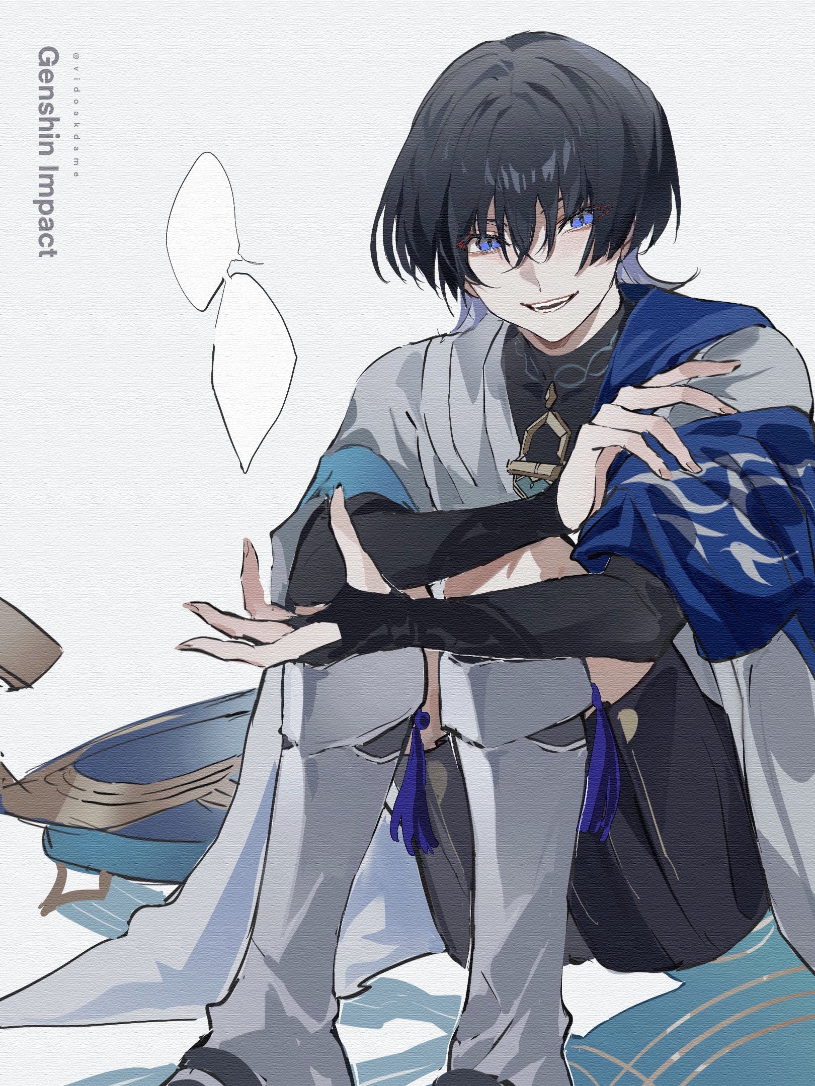 The Big ImageBoard (TBIB) - 1boy black hair black shorts blue eyes ...