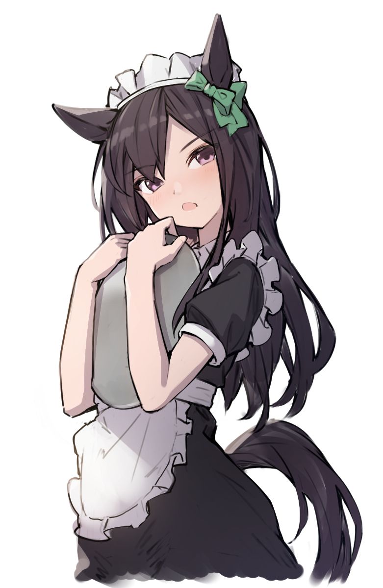 The Big ImageBoard (TBIB) - 1girl :o alternate costume animal ears apron black dress black hair ...