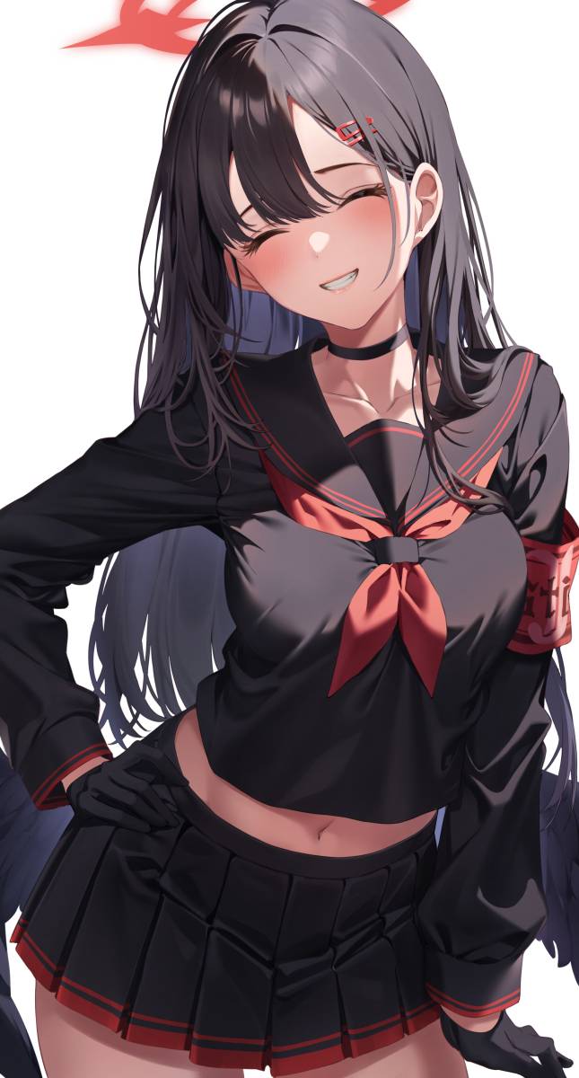 The Big ImageBoard (TBIB) - 1girl ^ ^ amagimei black choker black gloves black hair black sailor ...