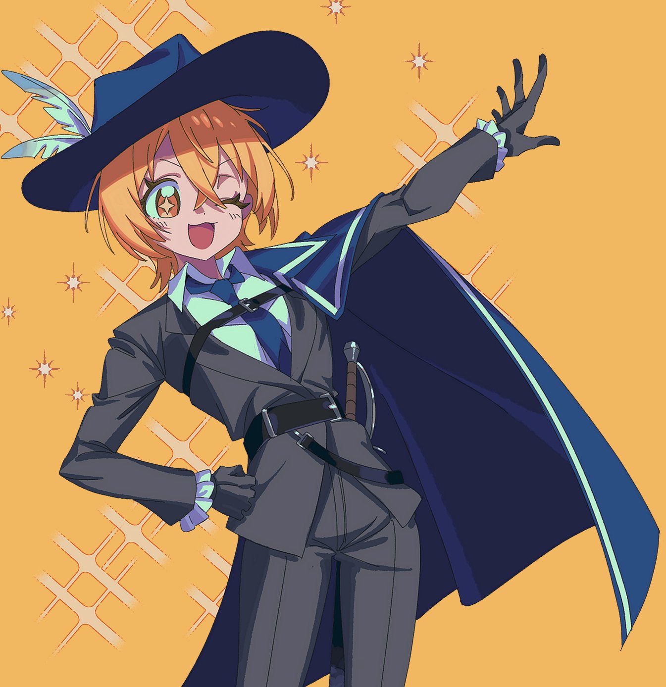 The Big ImageBoard (TBIB) - 1girl :3 angellyuna arm up belt black belt black gloves black jacket ...