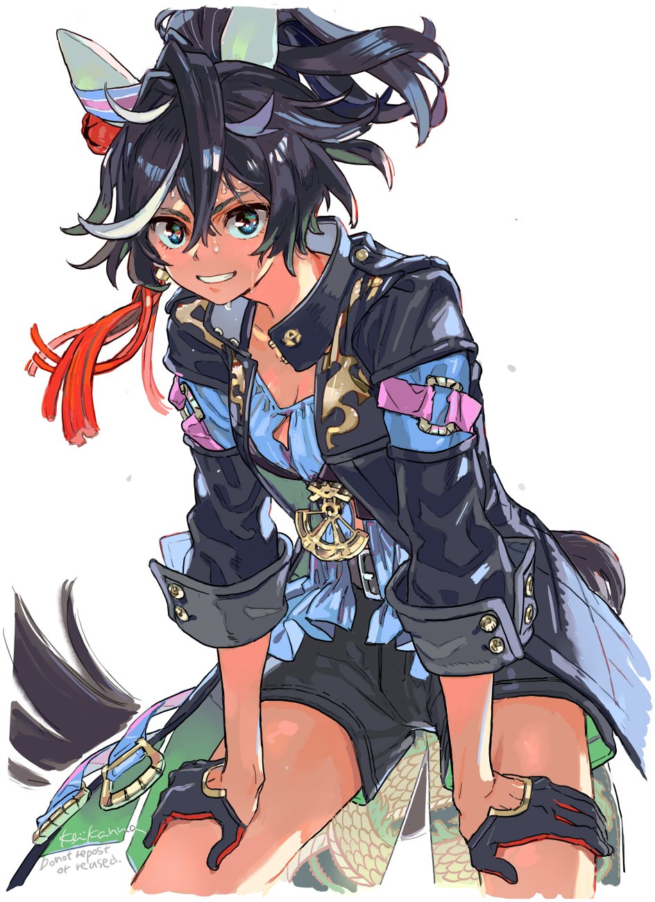 The Big ImageBoard (TBIB) - 1girl animal ears black coat black gloves black hair black shorts ...