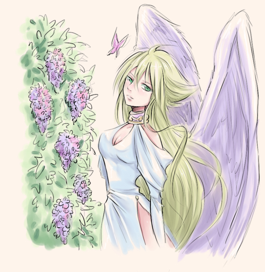 The Big Imageboard Tbib 1girl Bare Shoulders Black Wings Blonde Hair Breasts Breath Of Fire