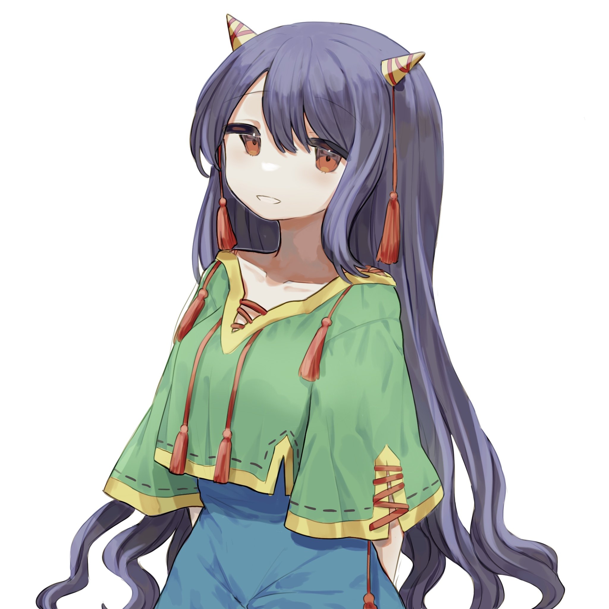 The Big ImageBoard (TBIB) - 1girl arms behind back black hair blue ...