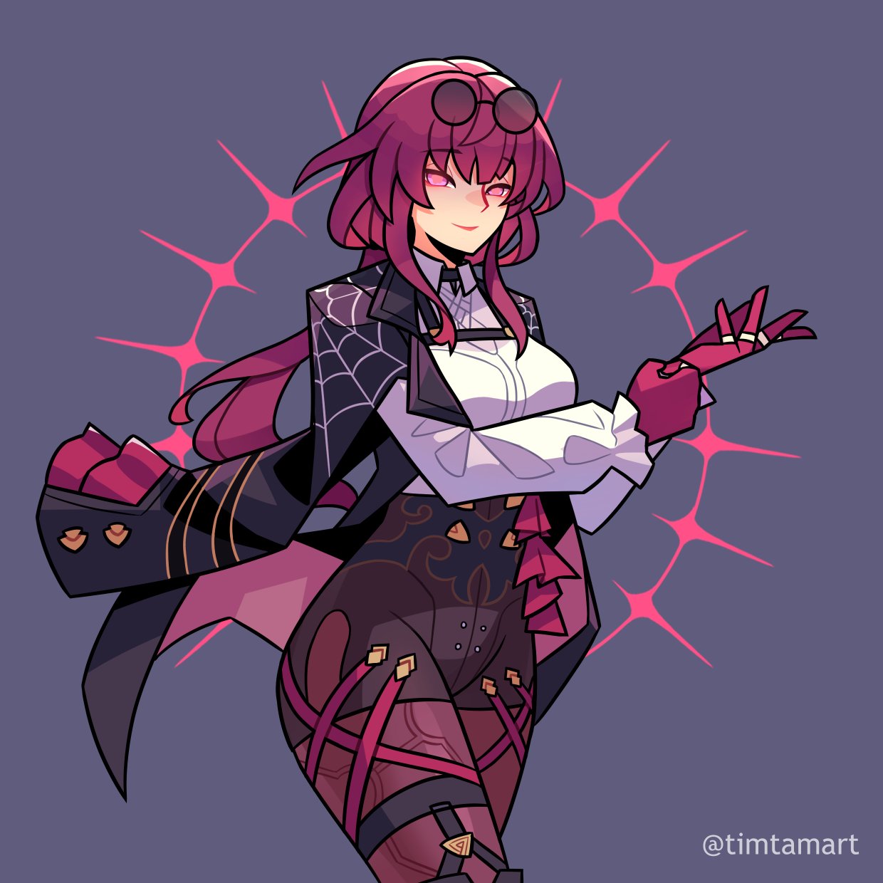 The Big ImageBoard (TBIB) - 1girl adjusting clothes adjusting gloves black coat black shorts ...