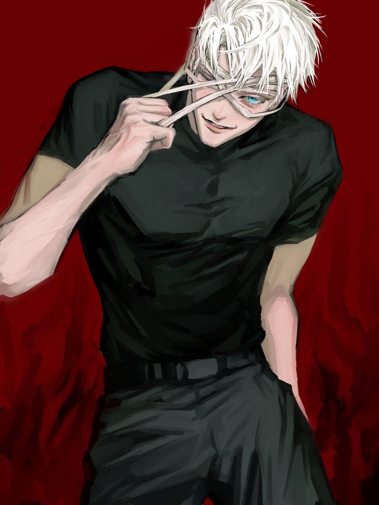 The Big ImageBoard (TBIB) - 1boy bandages black shirt blue eyes colored ...
