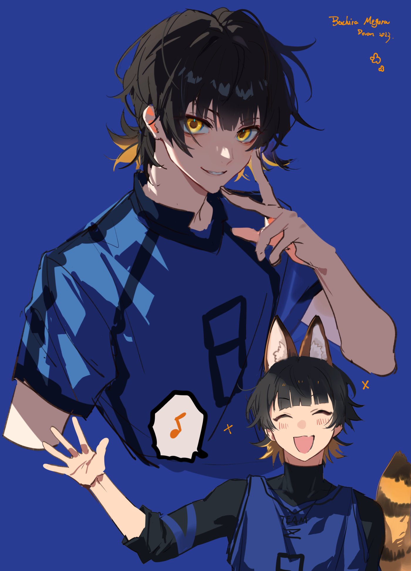 The Big ImageBoard (TBIB) - 1boy :d ^ ^ animal ears bachira meguru black hair blonde hair blue ...