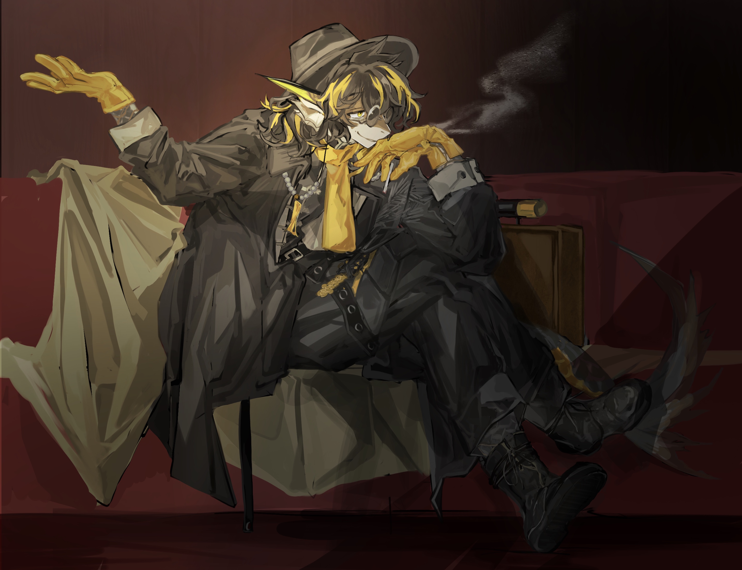 The Big ImageBoard (TBIB) - 2022 anthro arknights black body black clothing black hair blonde ...