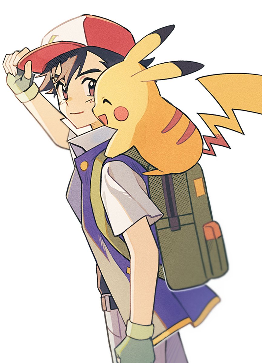 The Big ImageBoard (TBIB) - 1boy ash ketchum backpack bag belt black hair brown eyes closed ...