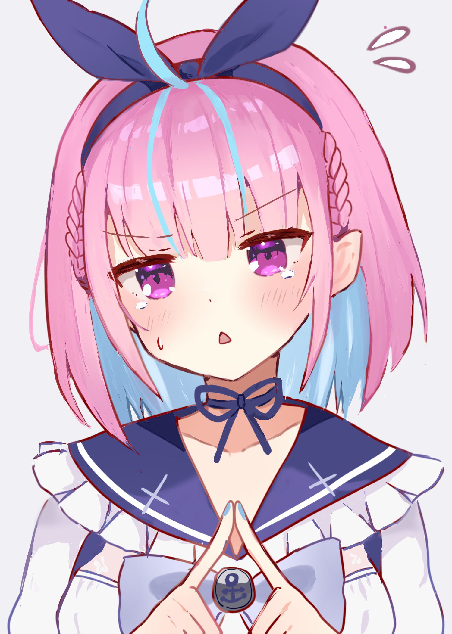 The Big ImageBoard (TBIB) - 1girl anchor symbol angry blue hairband blue nails bob cut bow ...