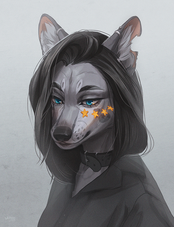 The Big ImageBoard (TBIB) - anthro black clothing black collar black eyebrows black hair black ...