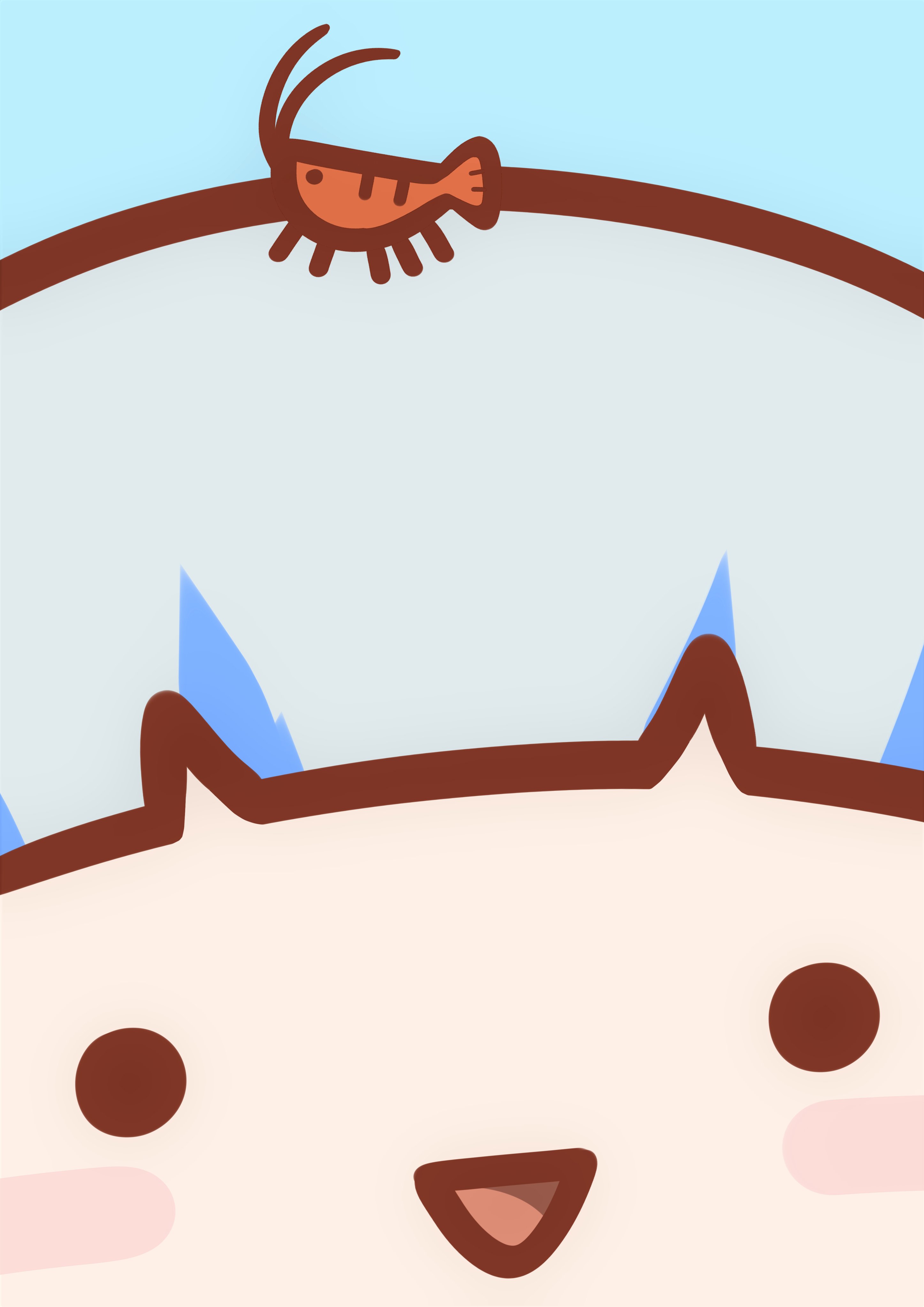 The Big ImageBoard (TBIB) - . . 1girl :d absurdres animal on head blue background blue hair blue ...