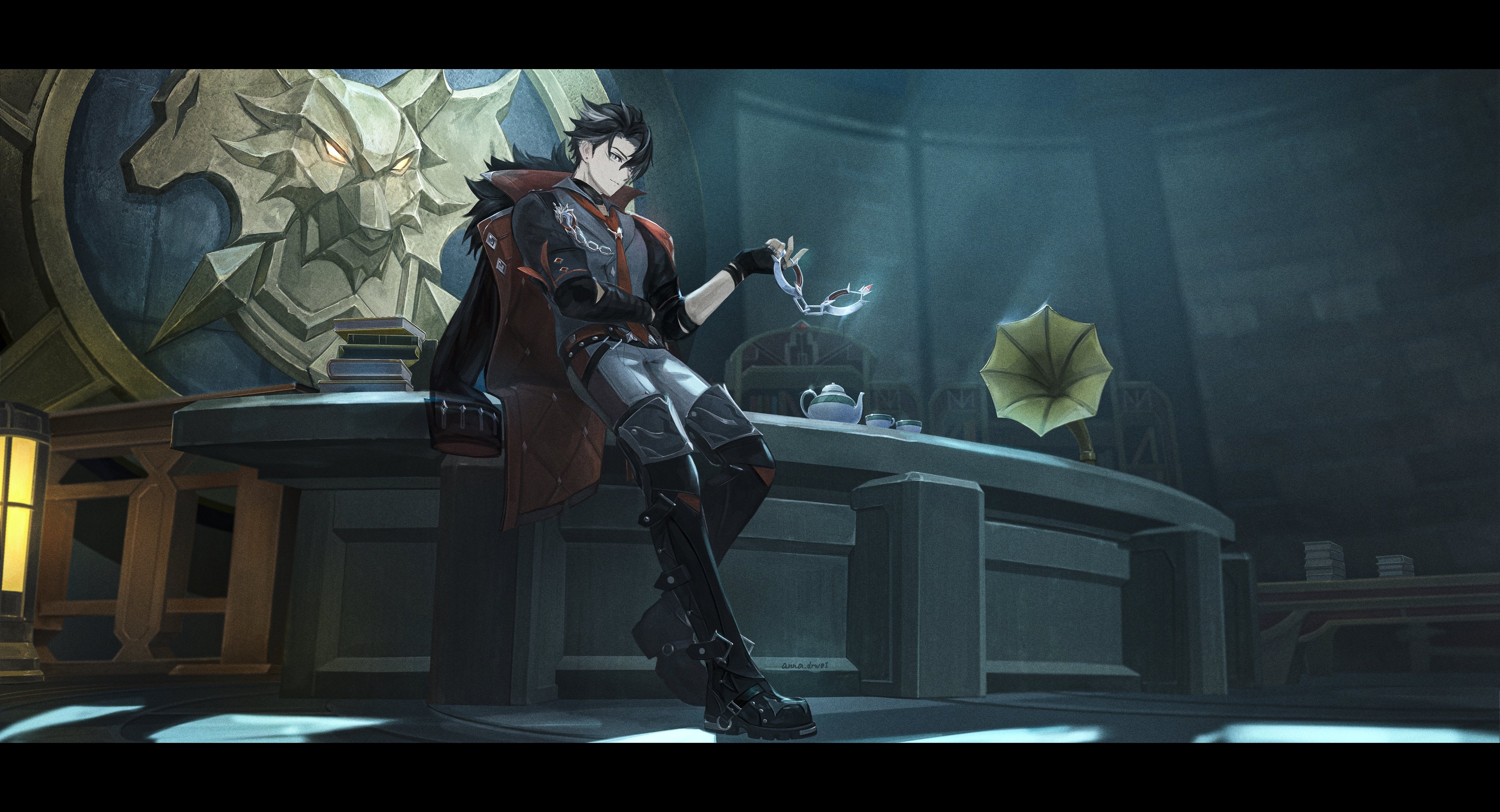 The Big ImageBoard (TBIB) - 1boy absurdres anna (drw01) black footwear black gloves black hair ...