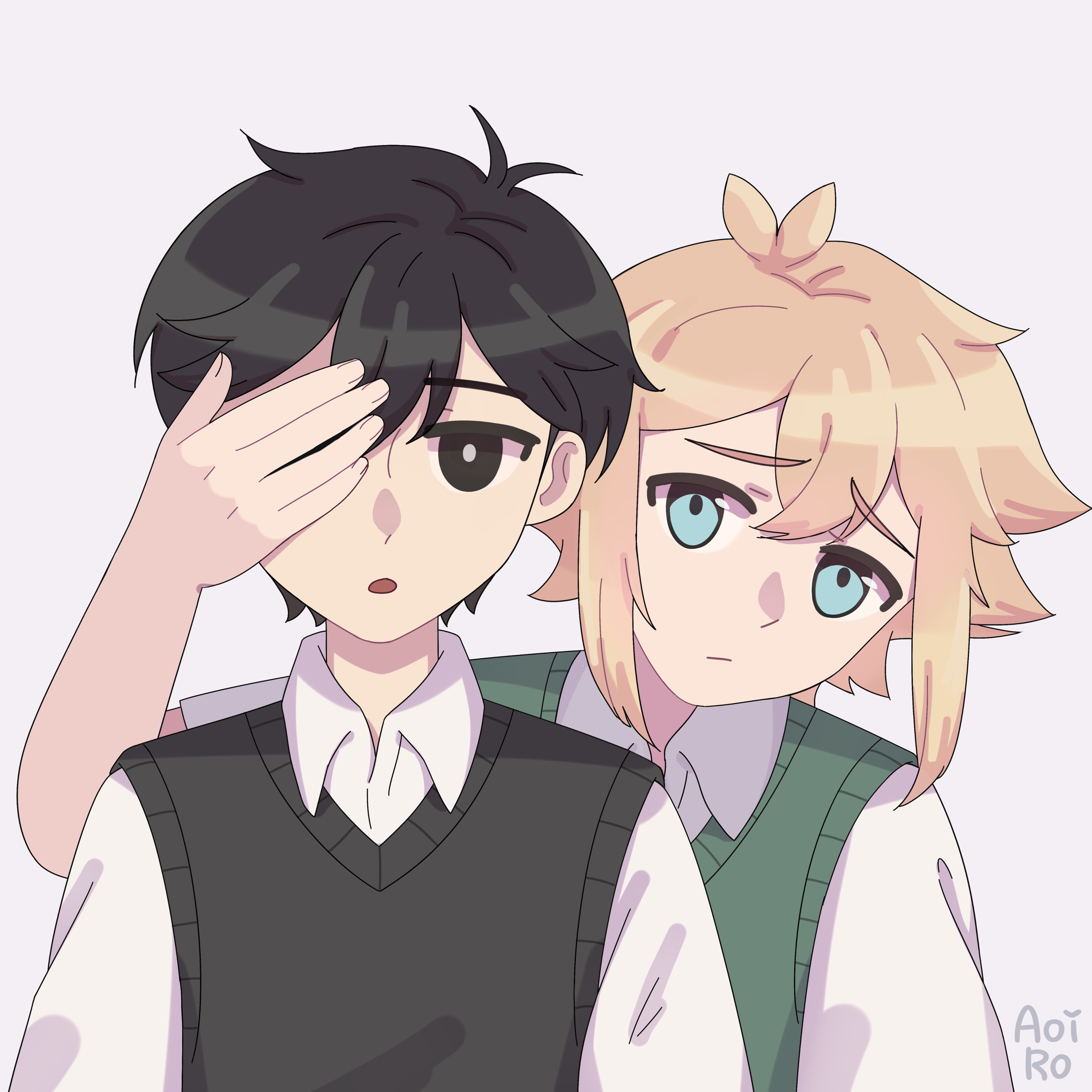 The Big ImageBoard (TBIB) - 2boys absurdres aoiro arts basil (omori) black eyes black hair black ...