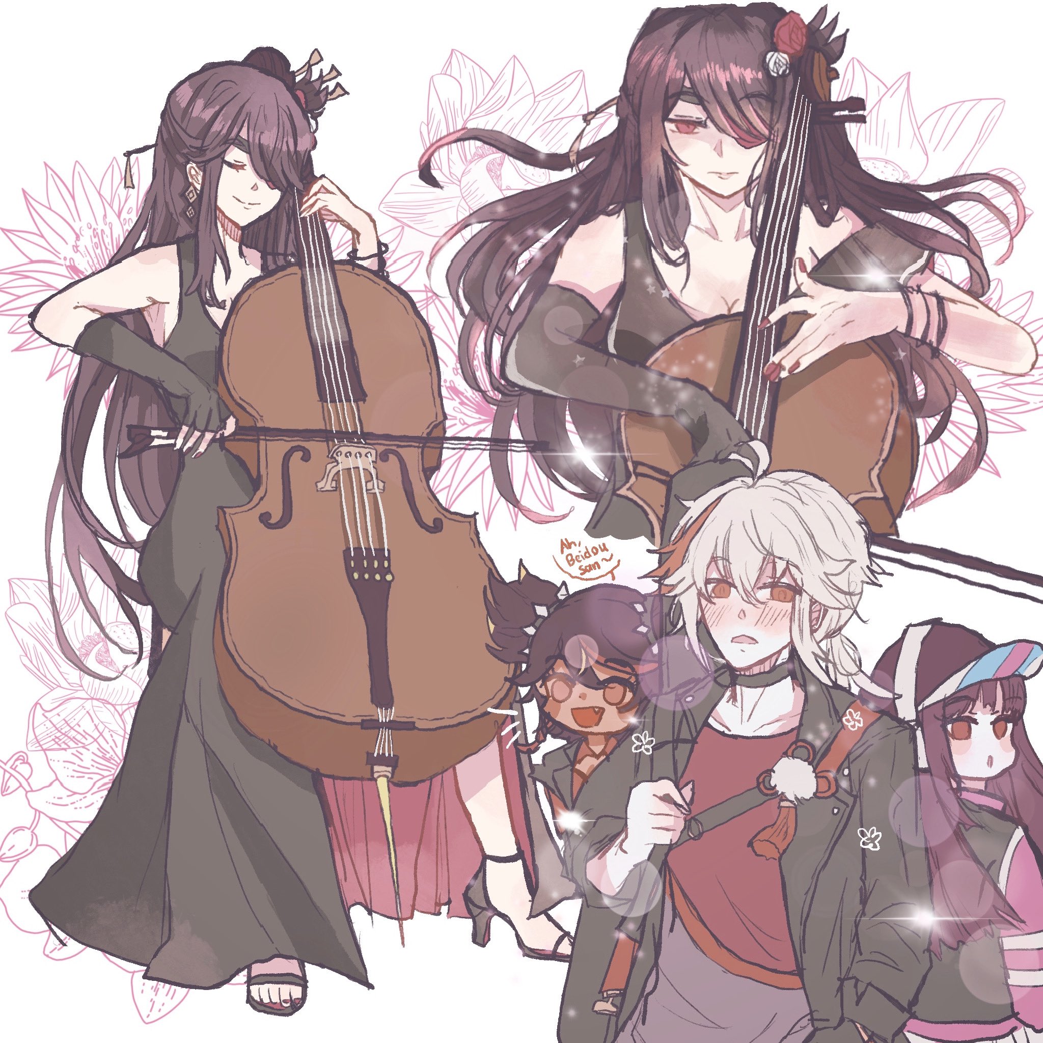 The Big ImageBoard (TBIB) - 1boy 3girls :d :o ahoge alternate costume ...