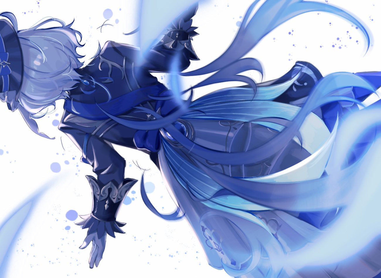 The Big ImageBoard (TBIB) - 1girl asymmetrical gloves back bow black gloves blue bow blue ...