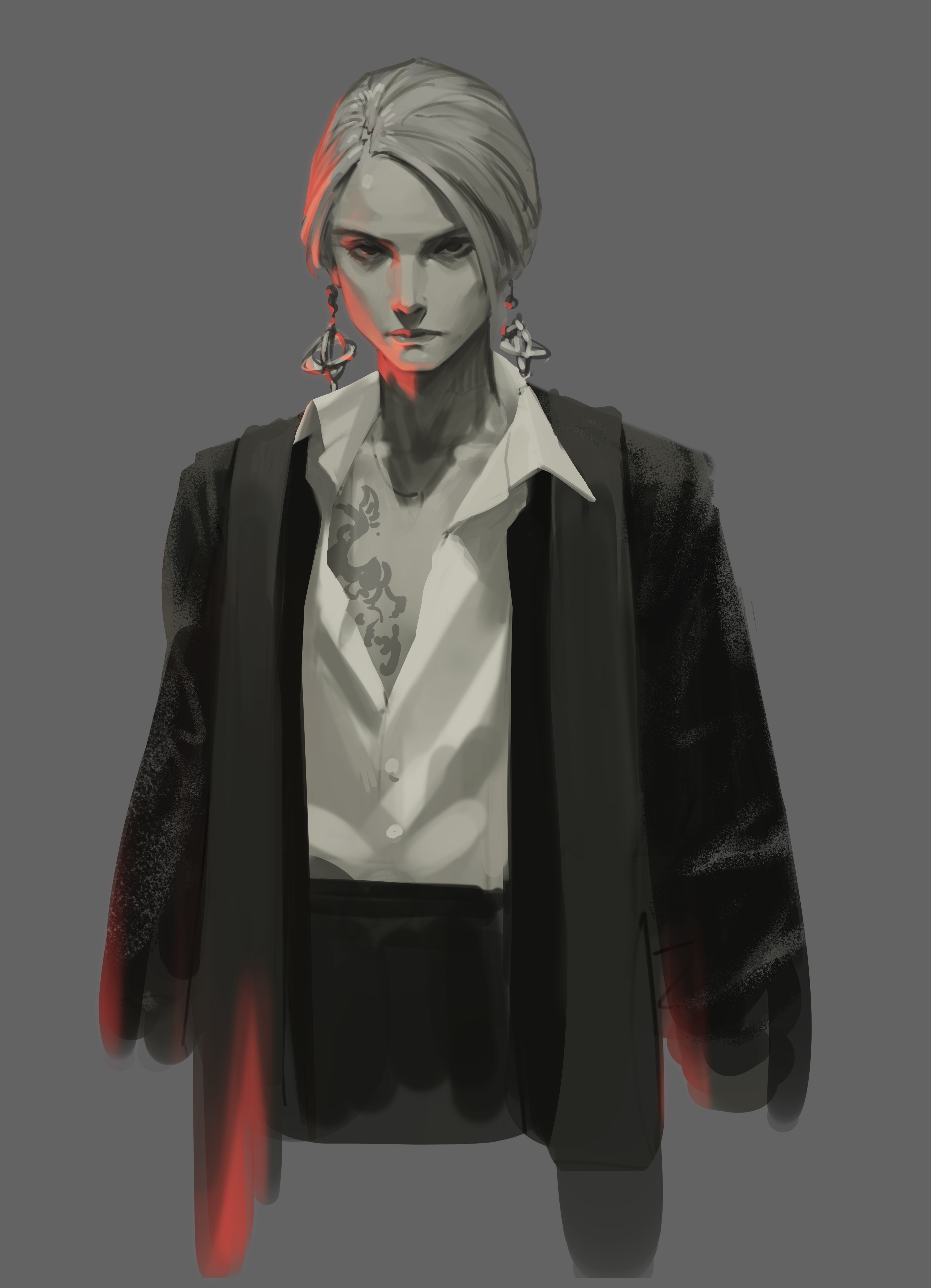 The Big ImageBoard (TBIB) - 1other absurdres androgynous animal ears chest tattoo commentary ...