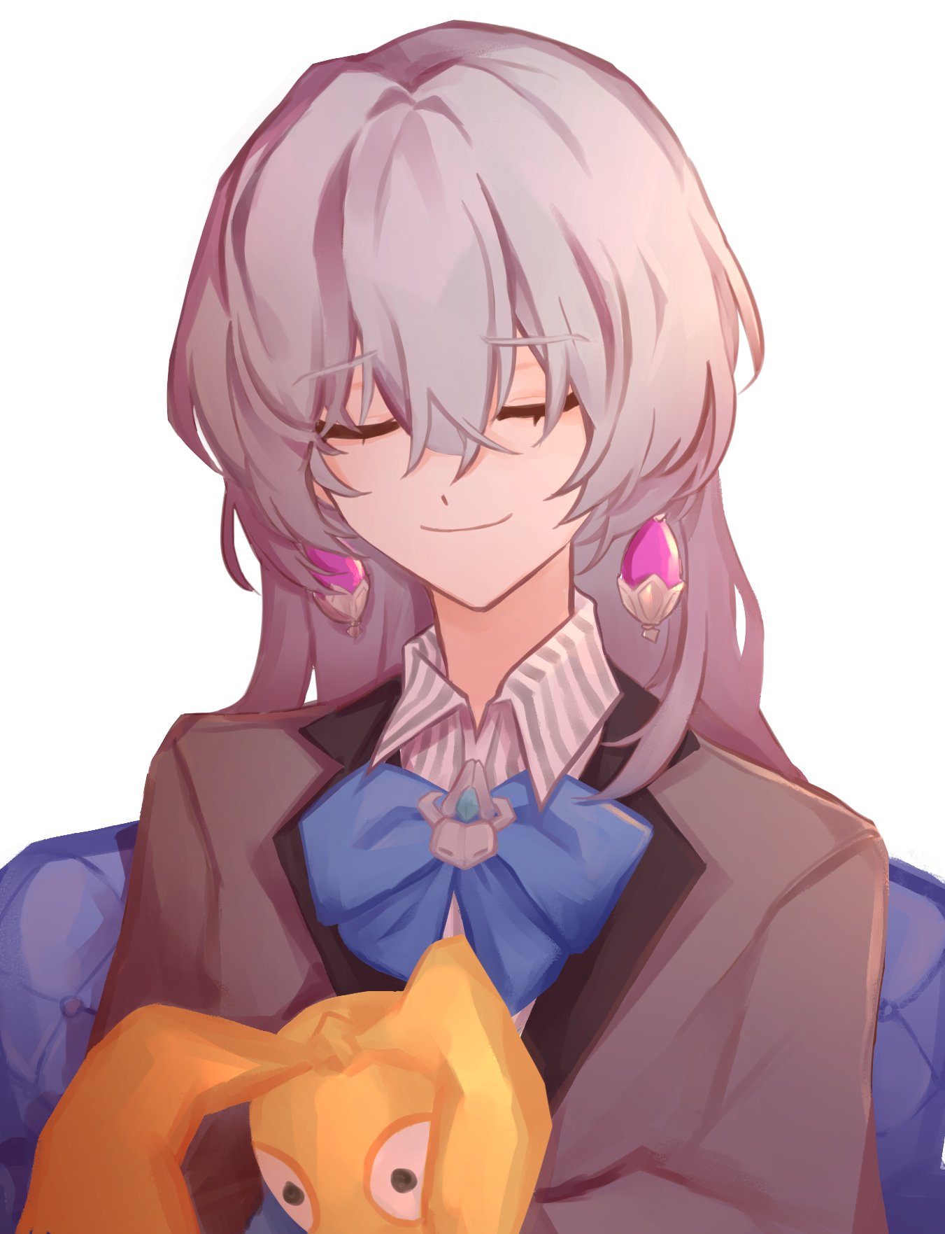 The Big ImageBoard (TBIB) - 1girl blue bow bow bronya zaychik brown jacket closed eyes closed ...