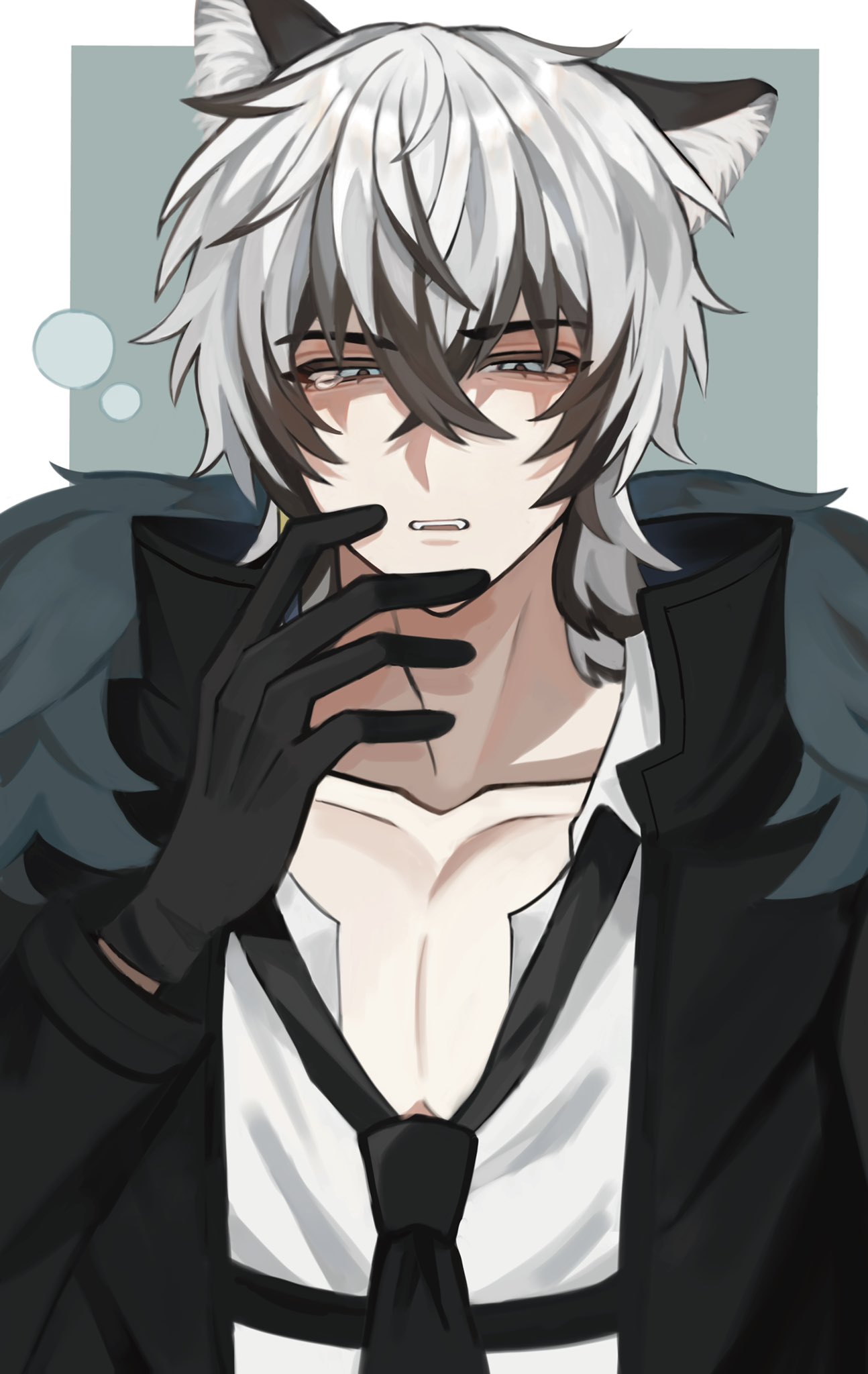 The Big ImageBoard (TBIB) - 1boy animal ear fluff animal ears arknights black gloves black hair ...