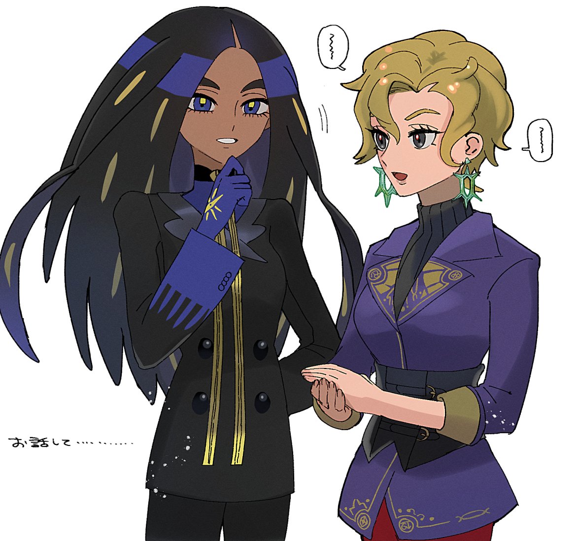 The Big ImageBoard (TBIB) - 2girls arm behind back black hair black jacket black pants blonde ...