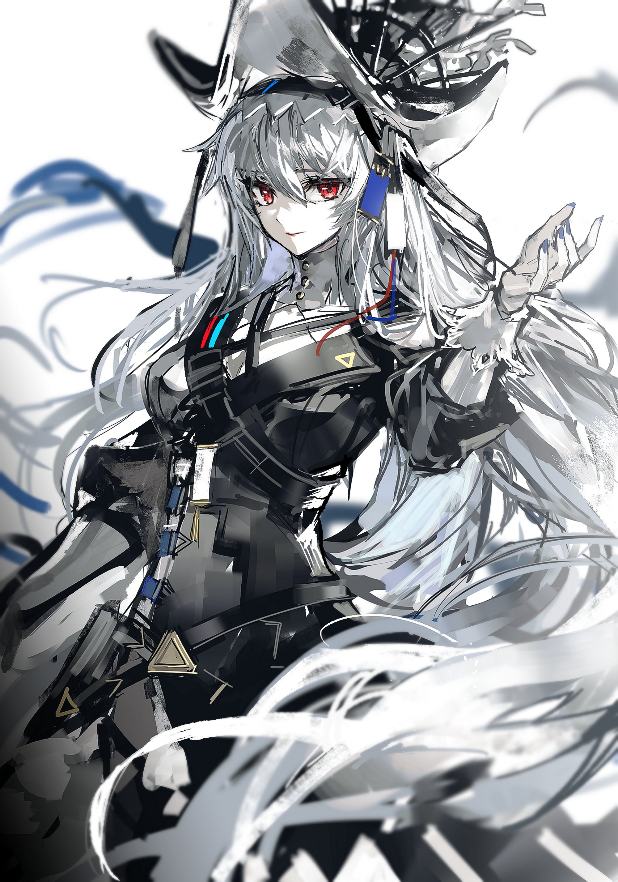 The Big ImageBoard (TBIB) - 1girl absurdres arknights black dress black headwear blue nails ...
