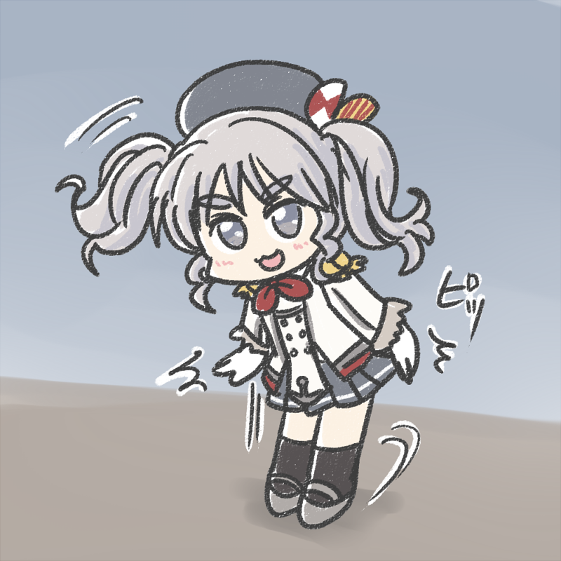 The Big ImageBoard (TBIB) - 1girl :3 beret black hat black socks buttons chibi commentary ...